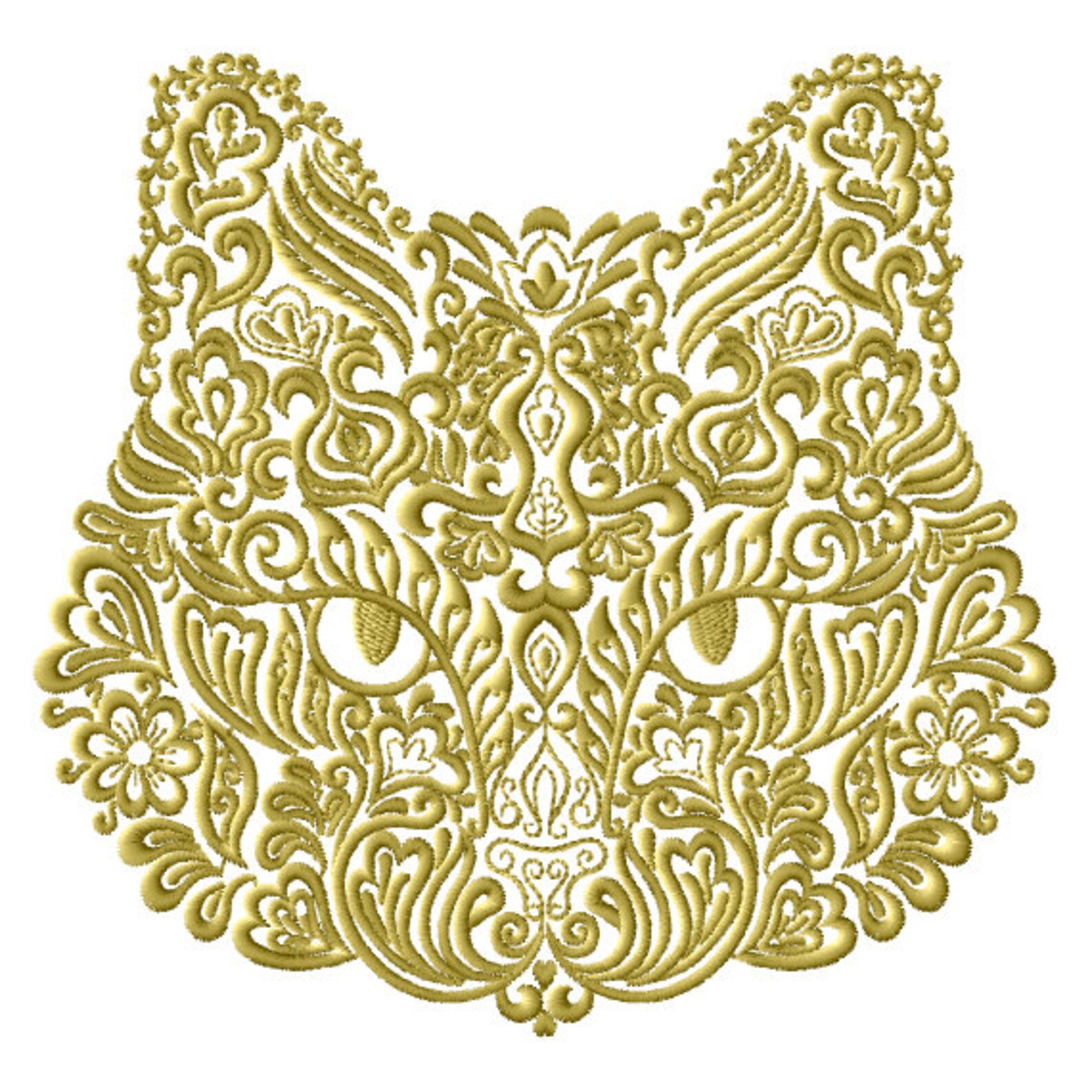 Ornamental Cat Face Machine Embroidery Design in Three Sizes - Etsy