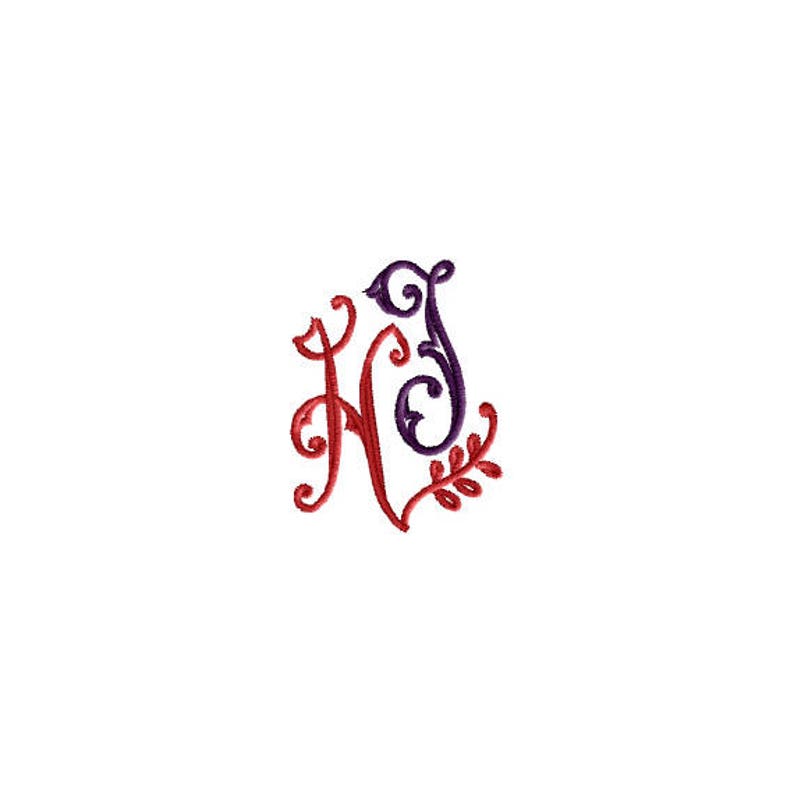 J and H #7 Two-letter Monogram Machine Embroidery Design in 6 Sizes ...