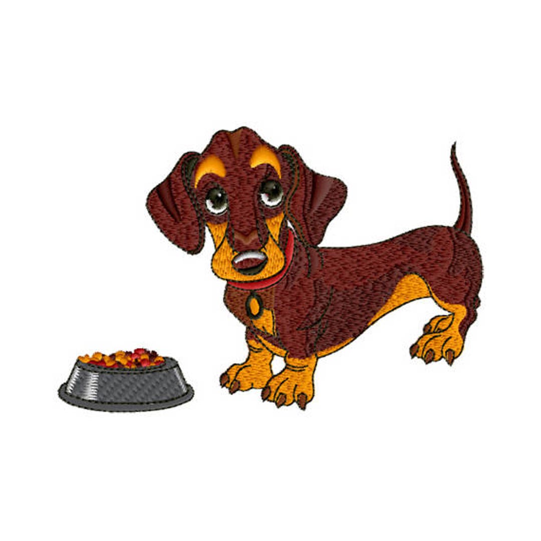 Puppy Dachshund Machine Embroidery Design - 3 Sizes and Two Options 4 ...