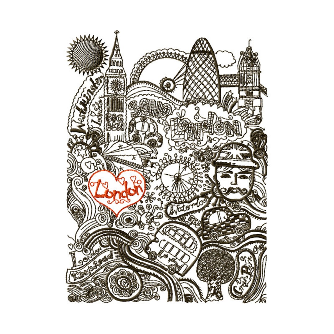London Machine Embroidery Design - 2 Sizes 5 X 7-inch Hoop,6 X 10-inch ...