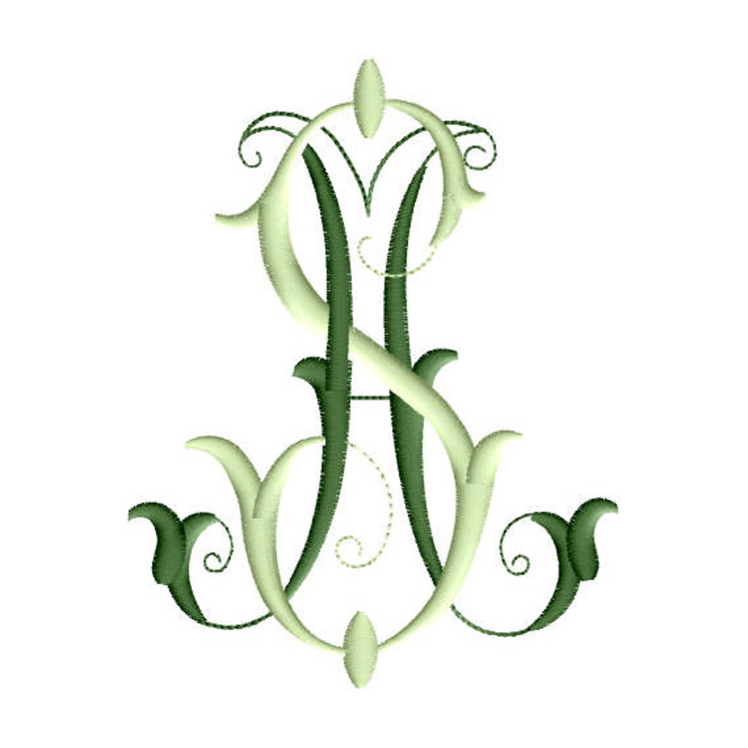 S and A 2 Two-letter Monogram Machine Embroidery Design in 6 Sizes ...