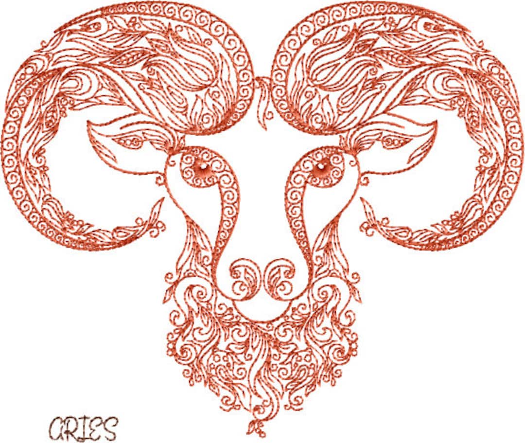Zodiac Sign - Aries Machine Embroidery Design - 3 Sizes, 5 X 7-inch and ...