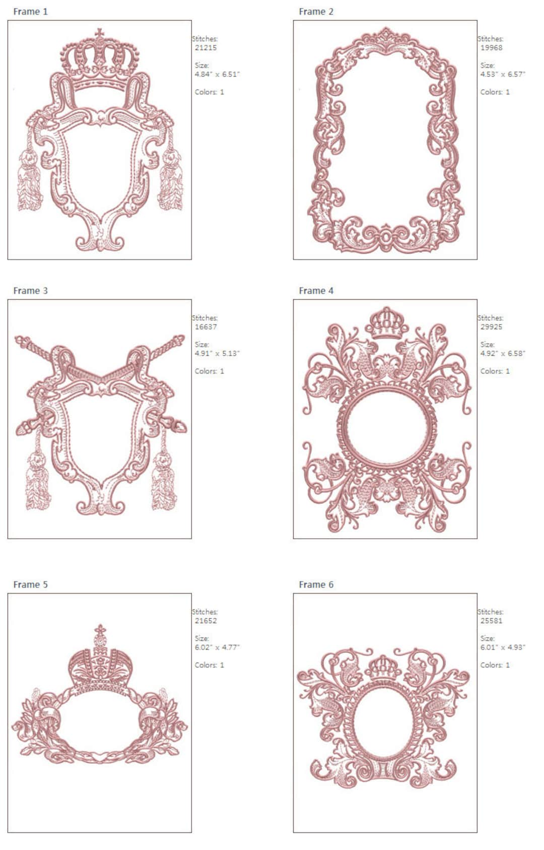 Medieval Frames 13 Machine Embroidery Designs for 5"x7" for Hoop D2233 ...