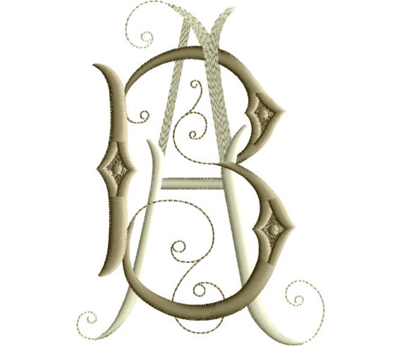 AB 4 Two-letter Monogram Machine Embroidery Design in 4 Sizes - Etsy