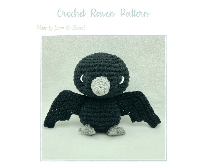 Crochet Raven Pattern, Amigurumi Raven Toy, Stuffed Toy, DIY Plush ...