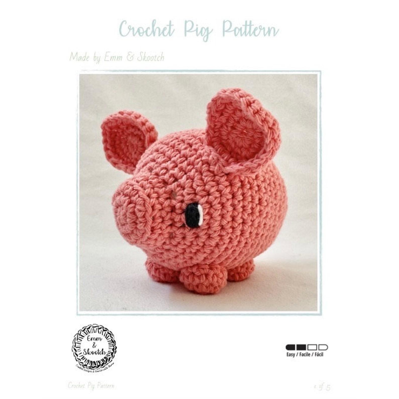 Eco Friendly Crochet Pig Kit, Amigurumi Plush Pattern, Homemade Pig Toy ...
