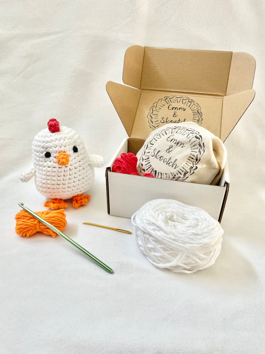 Eco Friendly Crochet Chicken Kit, Amigurumi Plush Pattern, Homemade ...