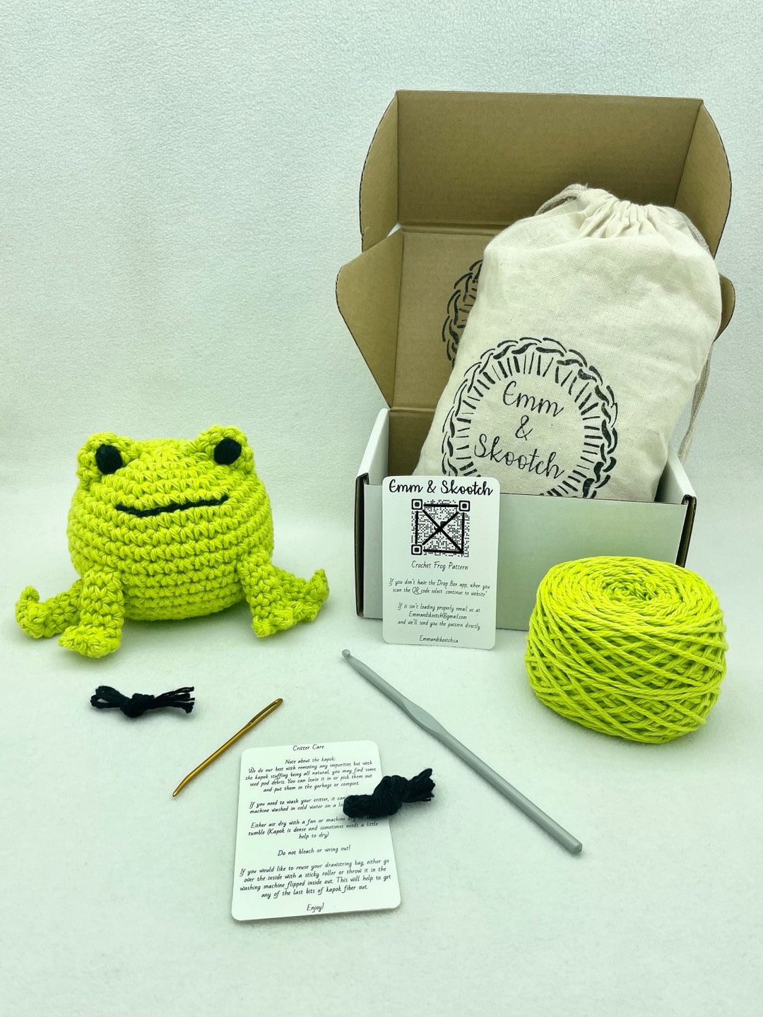Eco Friendly Crochet Frog Kit, Amigurumi Plush Pattern, Homemade Frog ...