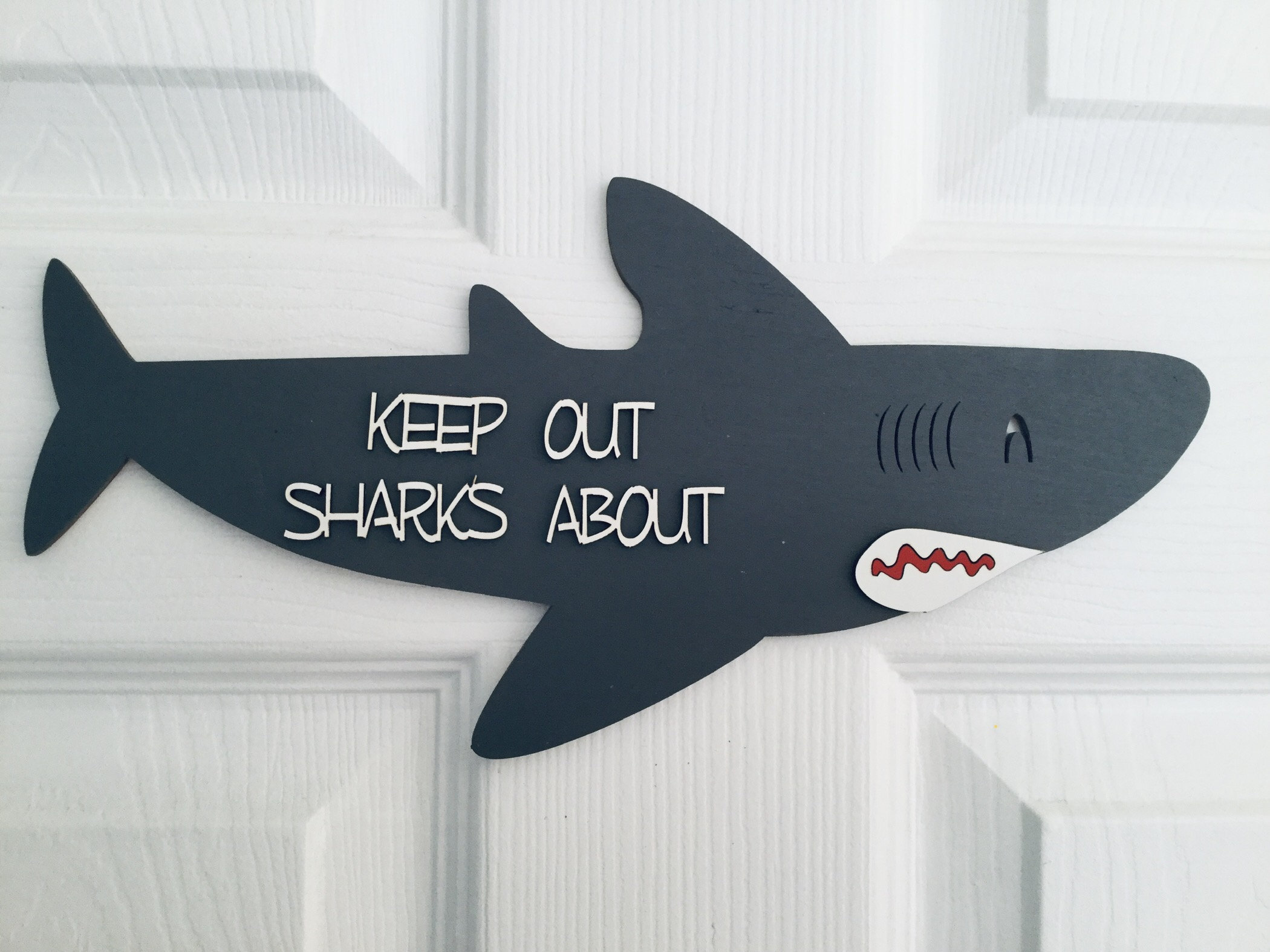 Shark Door Sign/ Plaque. Keep Out Sharks About - Etsy UK