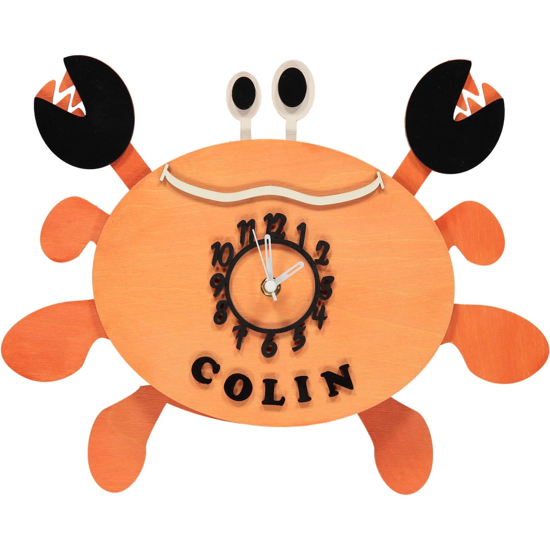Crab Personalised Wooden Pendulum Wall Clock - Etsy