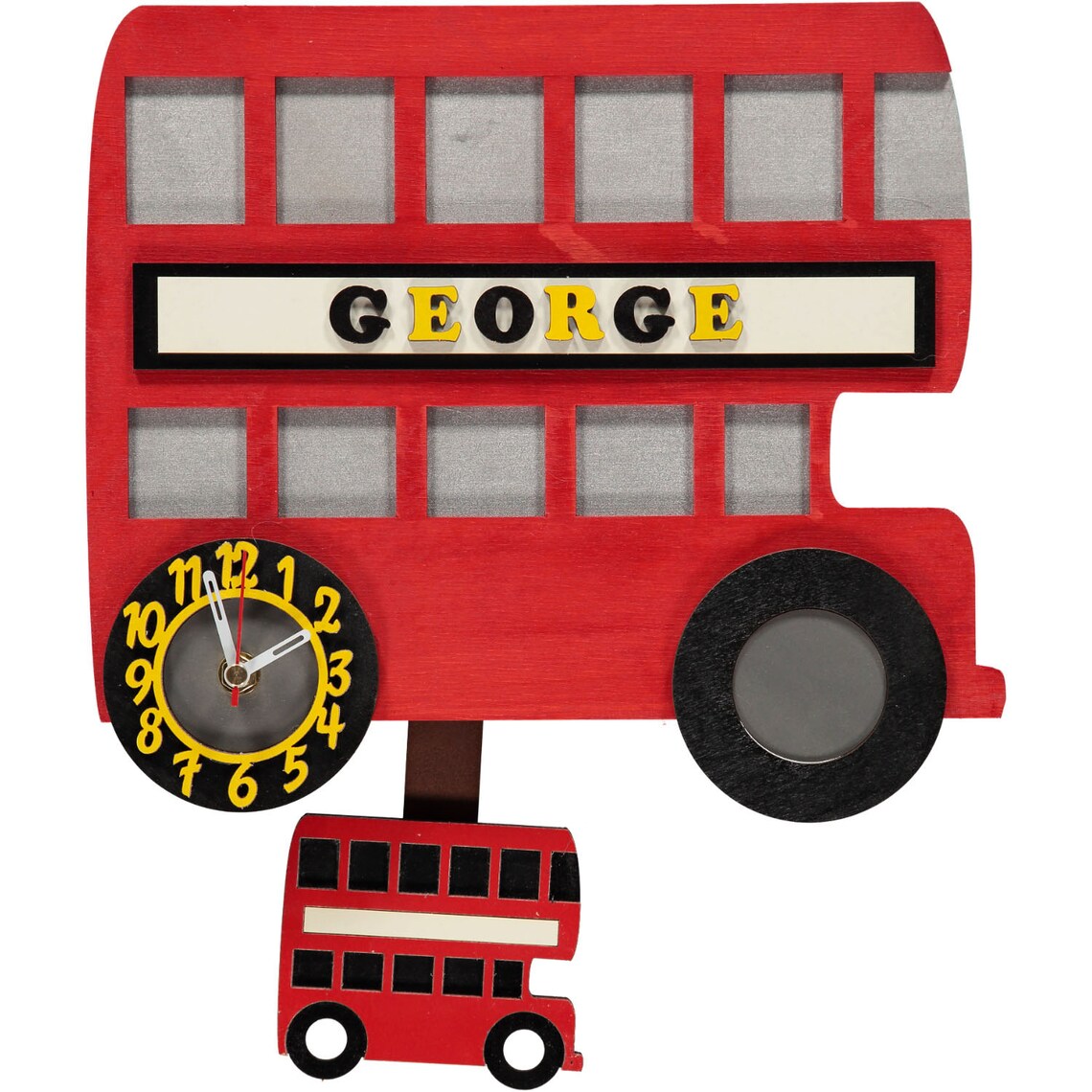 London Bus Personalised Wooden Pendulum Wall Clock - Etsy