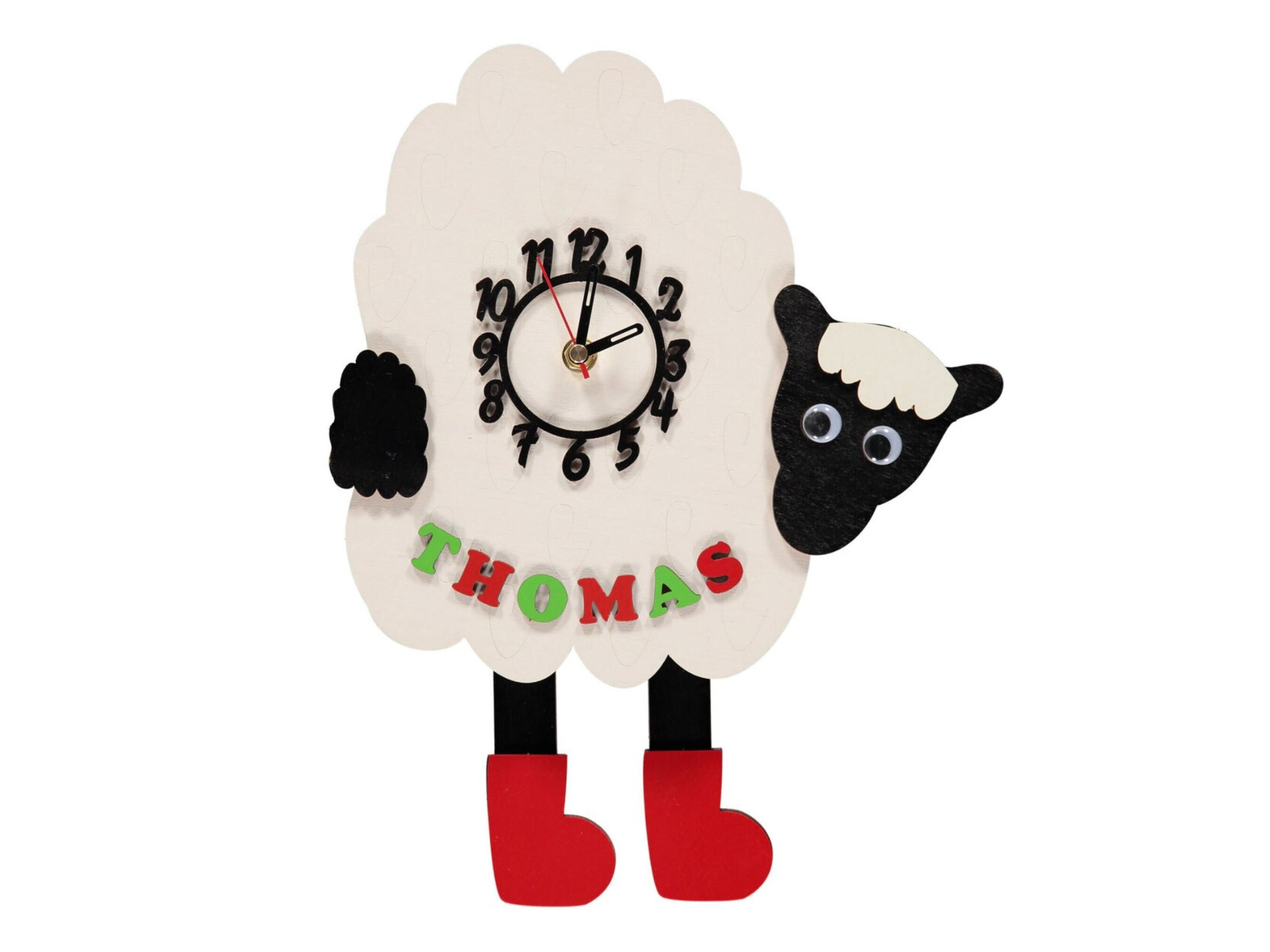 Sheep Personalised Wooden Pendulum Children's Wall Clock - Etsy