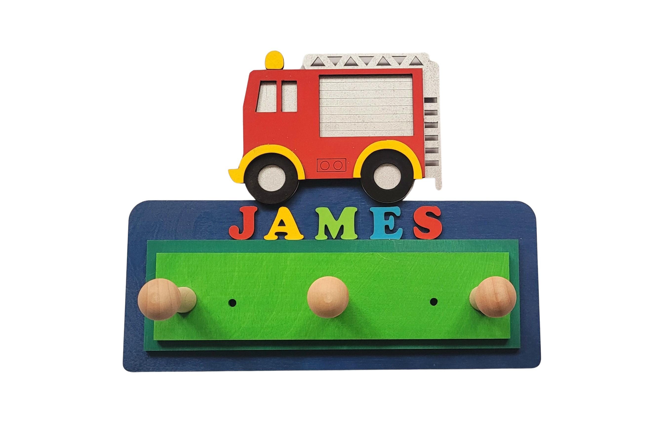 Fire Engine/ Fire Truck Personalised Wooden Coat Rack/hook/pegs - Etsy UK