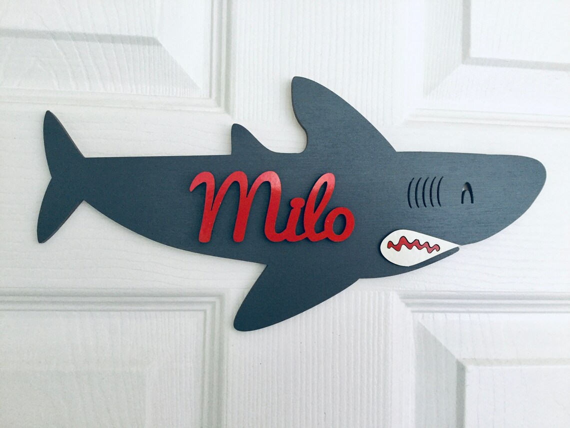 Shark Personalised Wooden Door Sign/ Plaque - Etsy