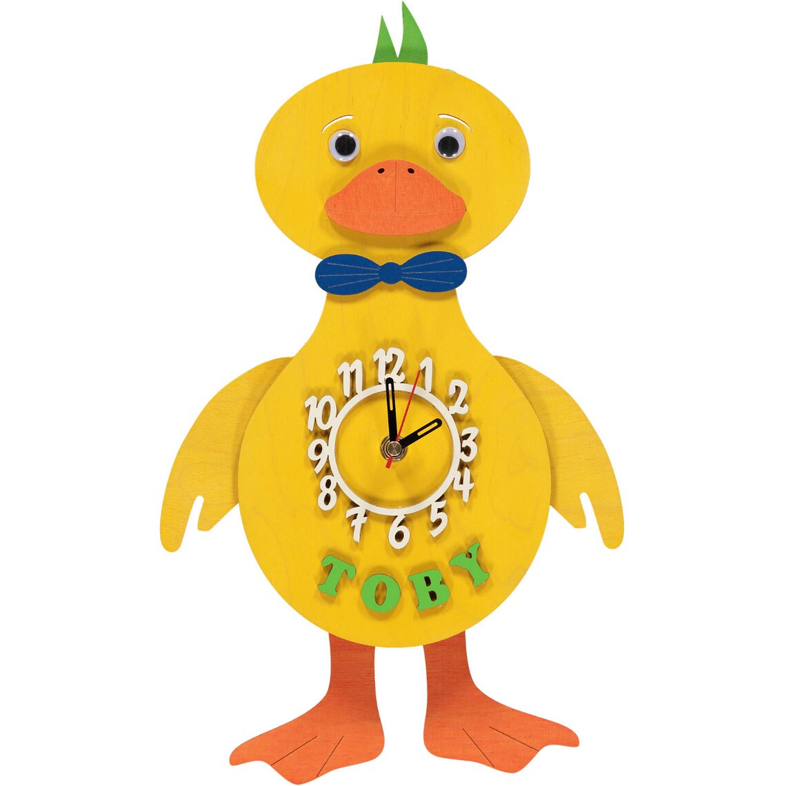 Yellow Duck Personalised Wooden Pendulum Wall Clock - Etsy