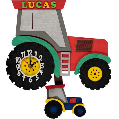 JCB Digger Personalised Wooden Pendulum Clock | Etsy