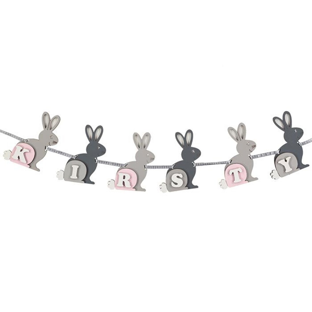 Rabbit Grey Personalised Wooden Garland (price per Letter) - Etsy