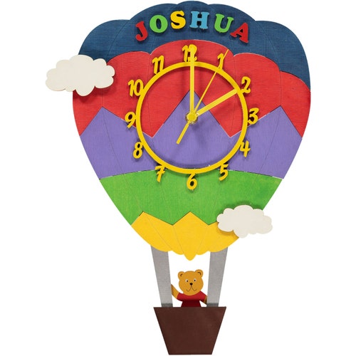 Hot Air Balloon Personalised Wooden Pendulum Clock - Etsy UK