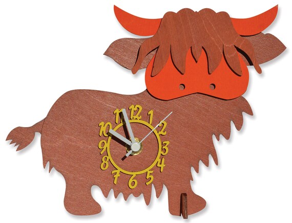 Highland Cow Wooden Mini Clock | Etsy