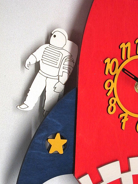 Rocket Personalised Wooden Pendulum Children's Clock - Etsy Australia