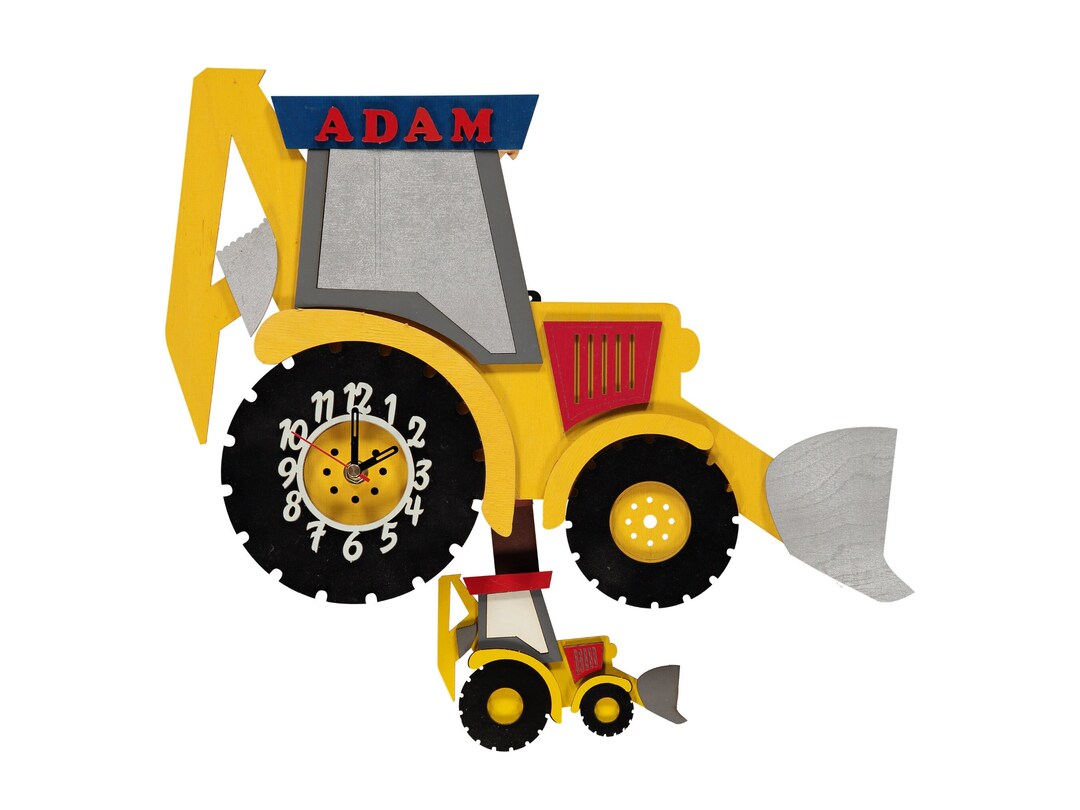 JCB Digger Personalised Wooden Pendulum Children's Clock - Etsy
