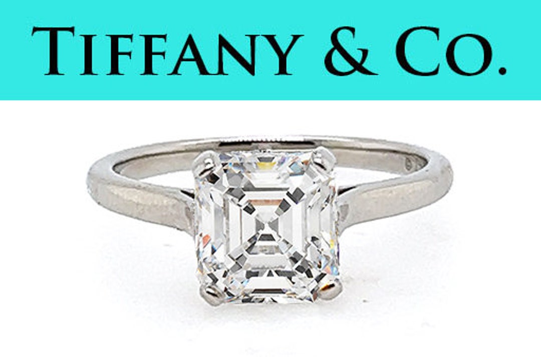 Tiffany & Co Emerald Cut Engagement Ring 2.43ct G VVS Diamond Platinum ...
