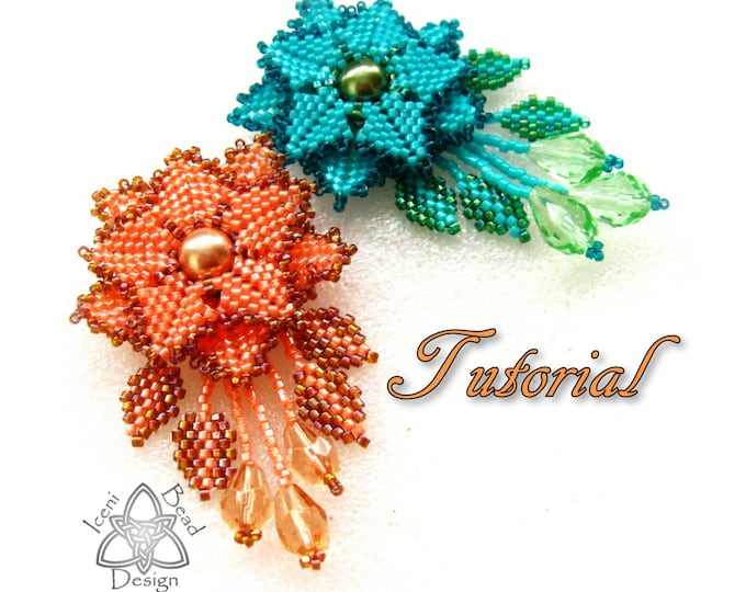 PDF Tutorial Faerie Flower Pendant. Peyote Stitch Flower Pendant ...