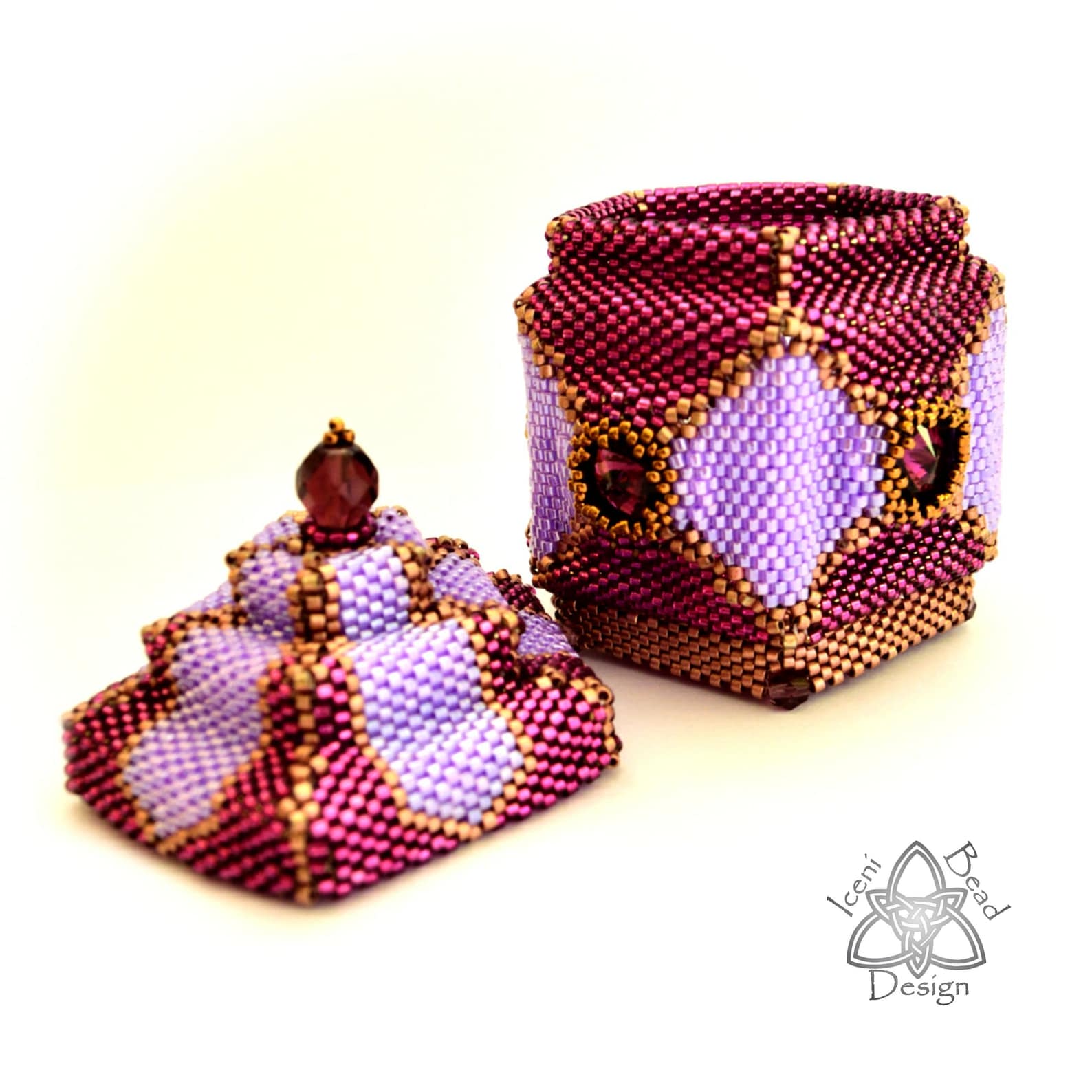 Beaded Box Pattern, Arabesque, Peyote Stitch Box With Lid, Pdf Tutorial ...