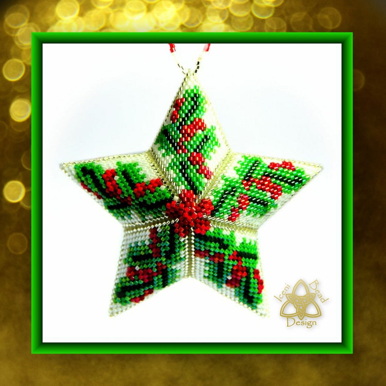 Bead Pattern: Holly Ornament Set Bell, Ornament Cover, Angel and Star ...