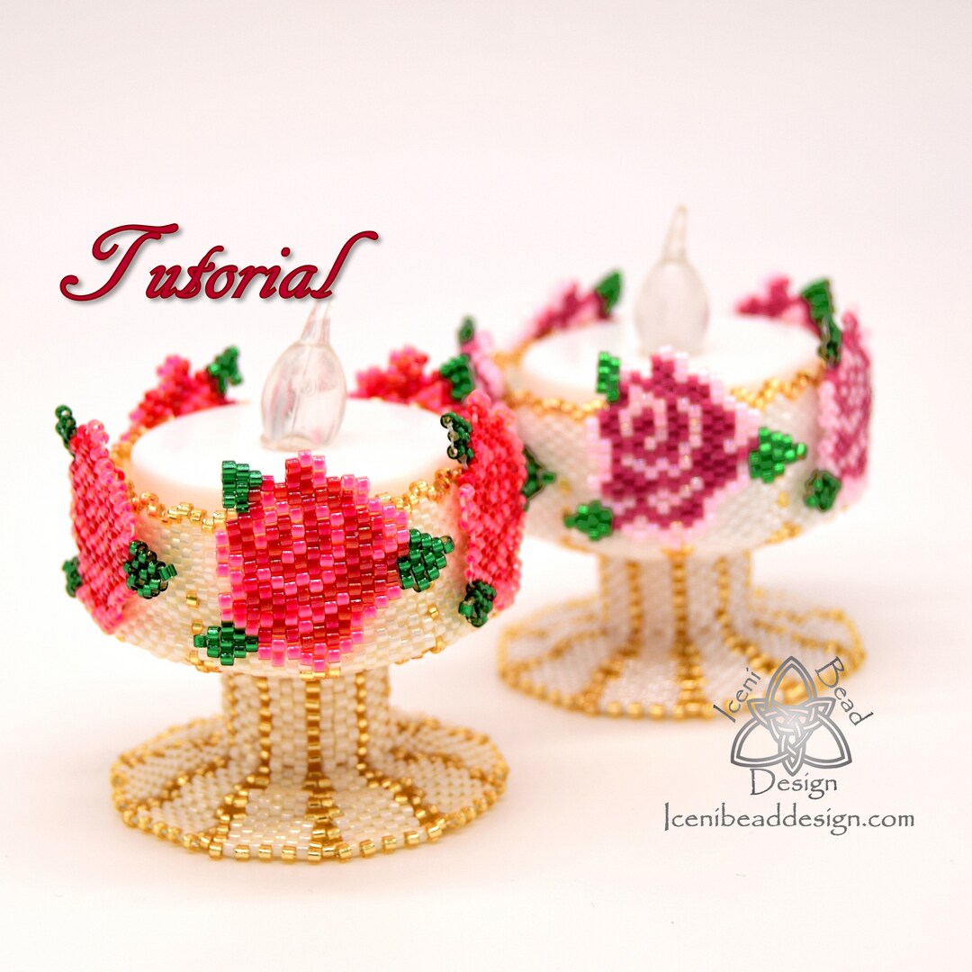 Rose Bowl Beaded Tea-light Holder Pattern, Instructions, .pdf Tutorial ...
