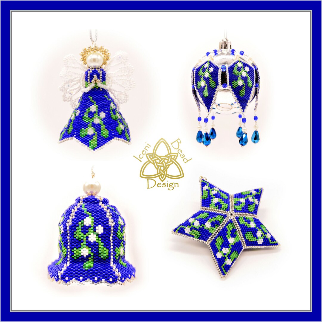 Bead Pattern: Mistletoe Ornament Set Bell, Ornament Cover, Angel and ...
