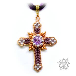 Crystal Cross Pendant .pdf Tutorial, With Superduo Beads, Glass Pearls ...