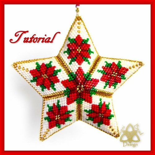 Santa 3D Peyote star pattern Beaded christmas ornament patterns Warped square pattern Beaded ...