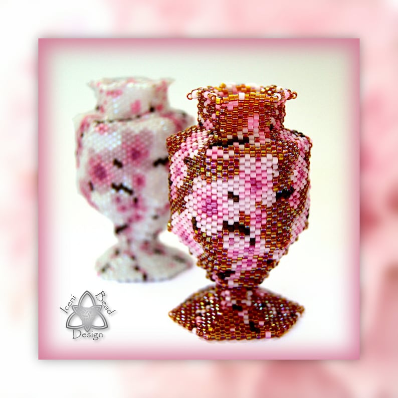 Beaded Vase Pattern, Sakura, Peyote Stitch Vase, Pdf Tutorial, English ...