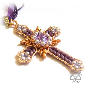 Crystal Cross Pendant .pdf Tutorial, With Superduo Beads, Glass Pearls ...
