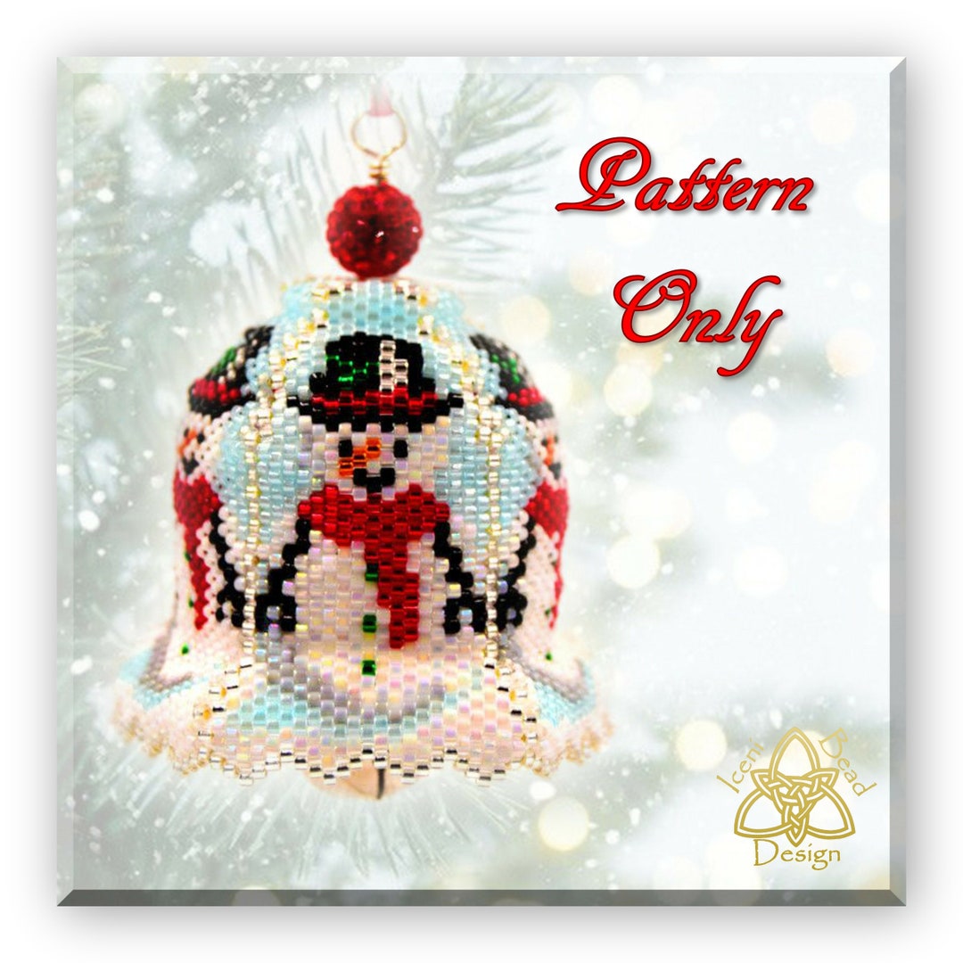 Bead Pattern: Christmas Snowman Bell Ornament, Pdf. Tutorial. English ...