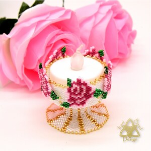 Rose Bowl Beaded Tea-light Holder Pattern, Instructions, .pdf Tutorial ...