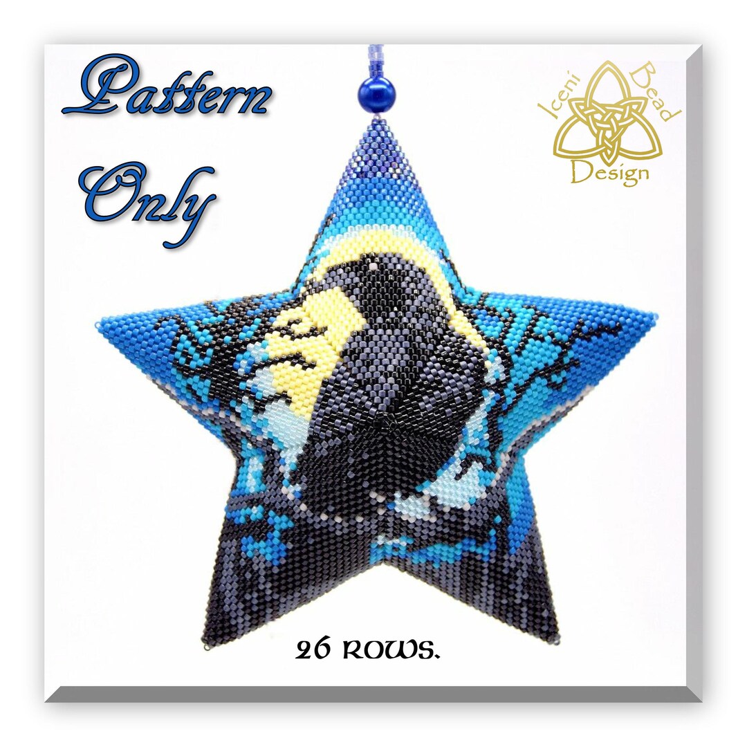 3D Peyote Star Bead Pattern: Raven in Moonlight Star Pdf. Tutorial ...