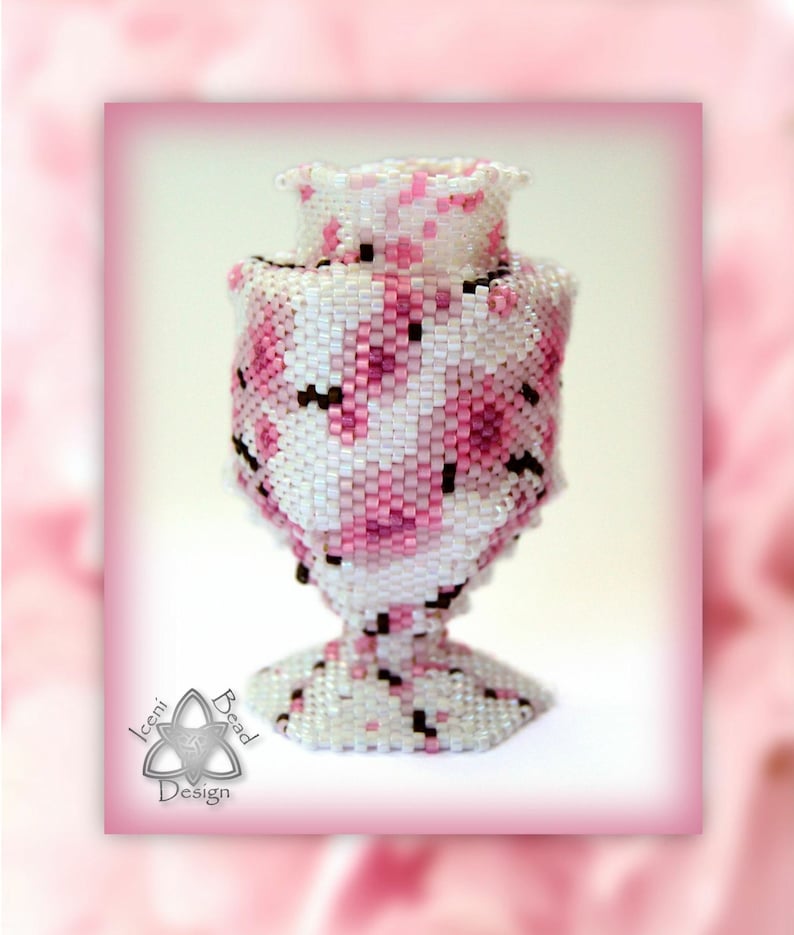Beaded Vase Pattern, Sakura, Peyote Stitch Vase, Pdf Tutorial, English ...