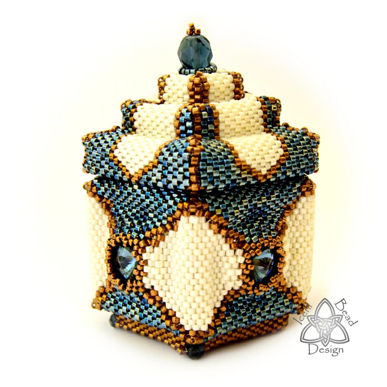 Beaded Box Pattern, Arabesque, Peyote Stitch Box With Lid, Pdf Tutorial ...