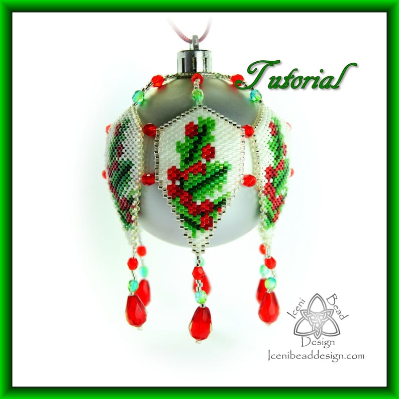 Bead Pattern:holly Christmas Ornament Cover, Pdf. Tutorial. English ...