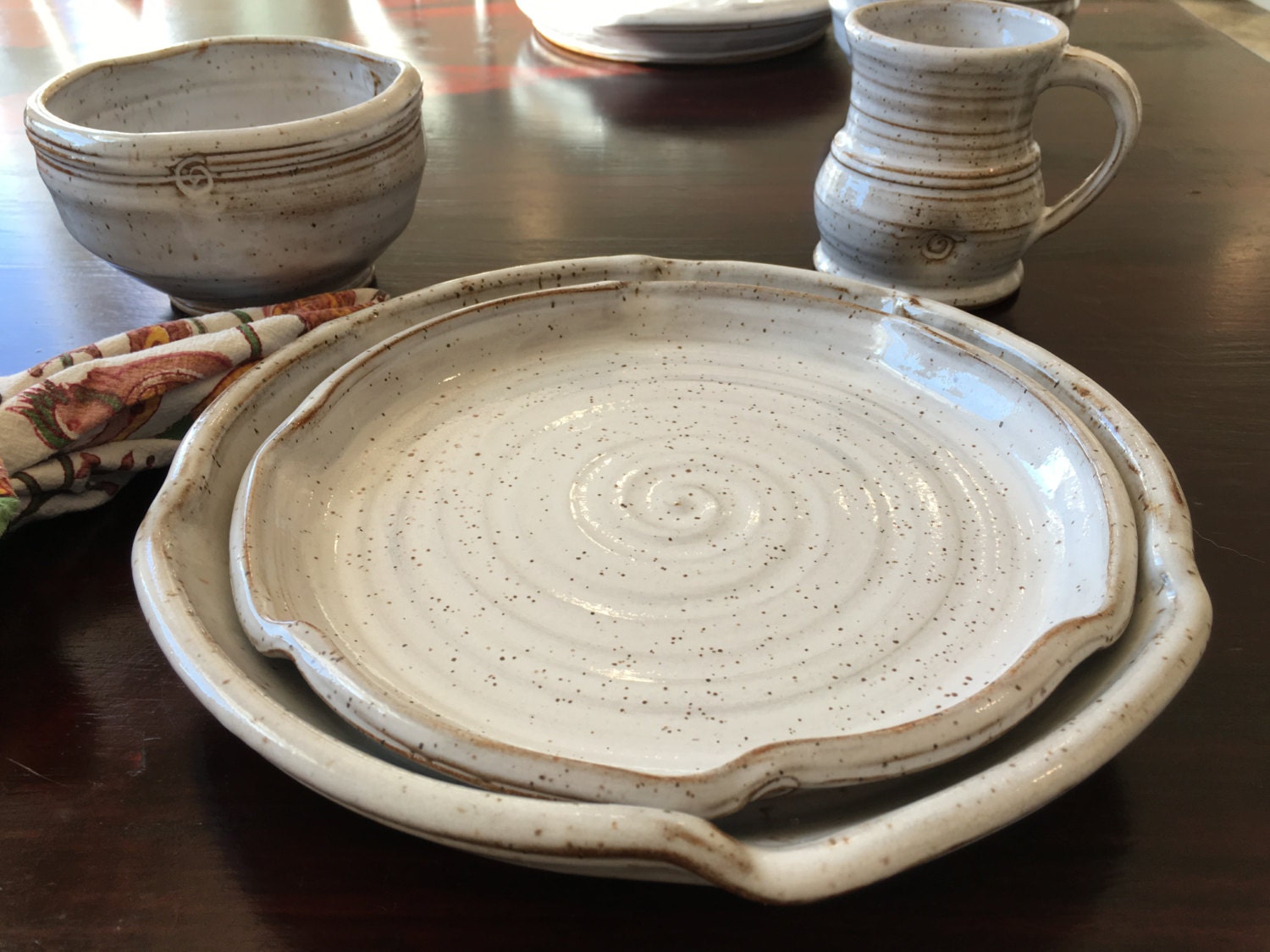 Rustic White Stoneware Pottery 4-piece Place Setting - Etsy
