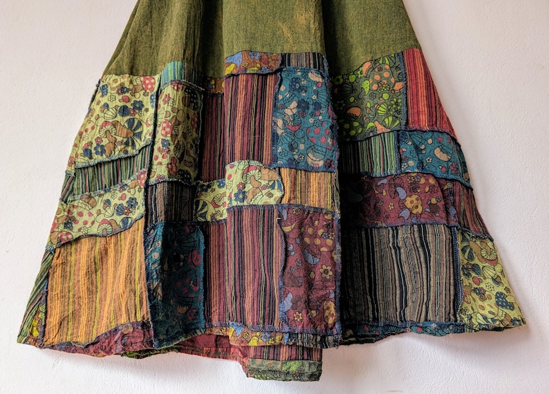 NEW Cotton Patchwork Apron Bib Dress / Boho nepal Overall Maxi Dress ...