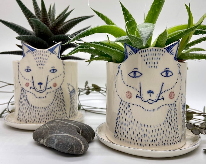 Fox Planters, Three Ceramic Fox Plant Pots, Minky Moo, Ceramic Fox ...