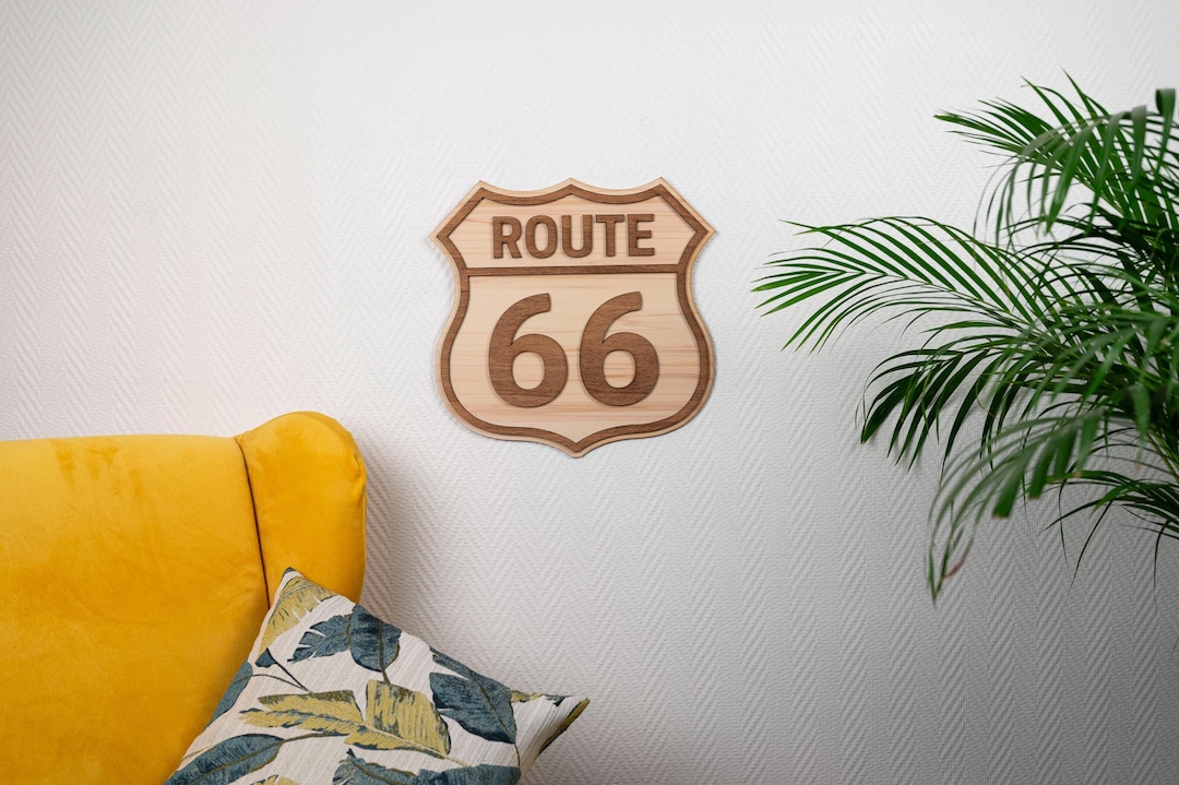 Route 66 Wood Wall Decoration – Vintage USA Car Road Trip Sign – Retro ...