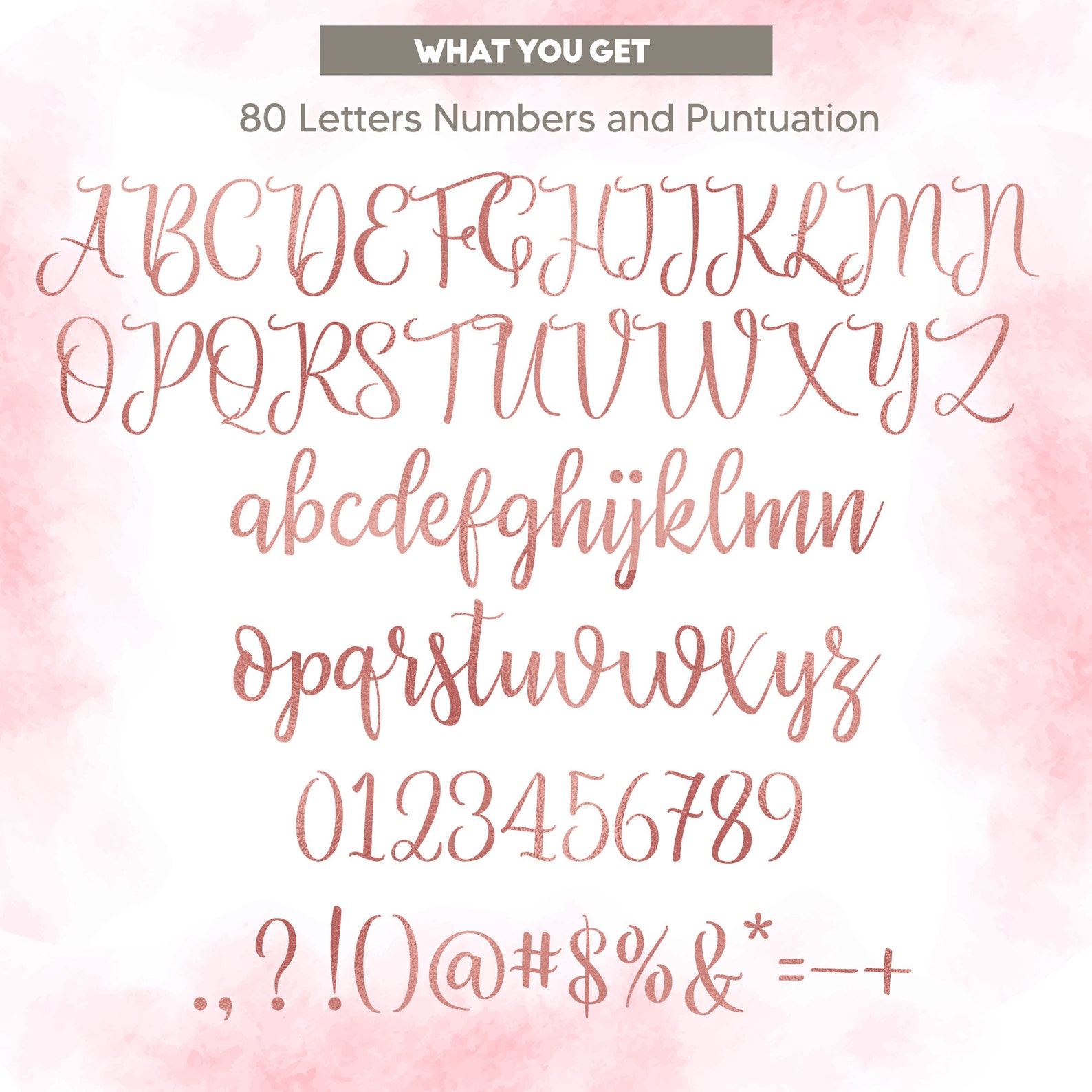 Rose Gold Foil Letters Alphabet Clipart Hand Lettering Pink - Etsy