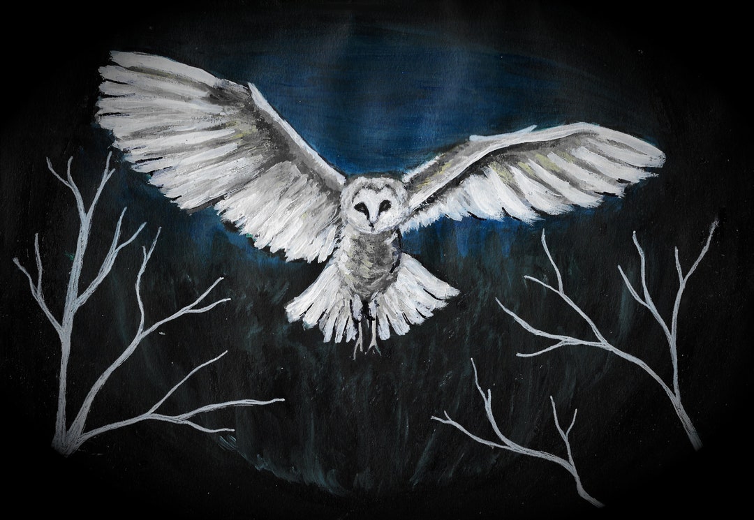 Dark Owl Art Print- Owl Pringt, Labyrinth Owl Painting, Twin Peaks Owl ...