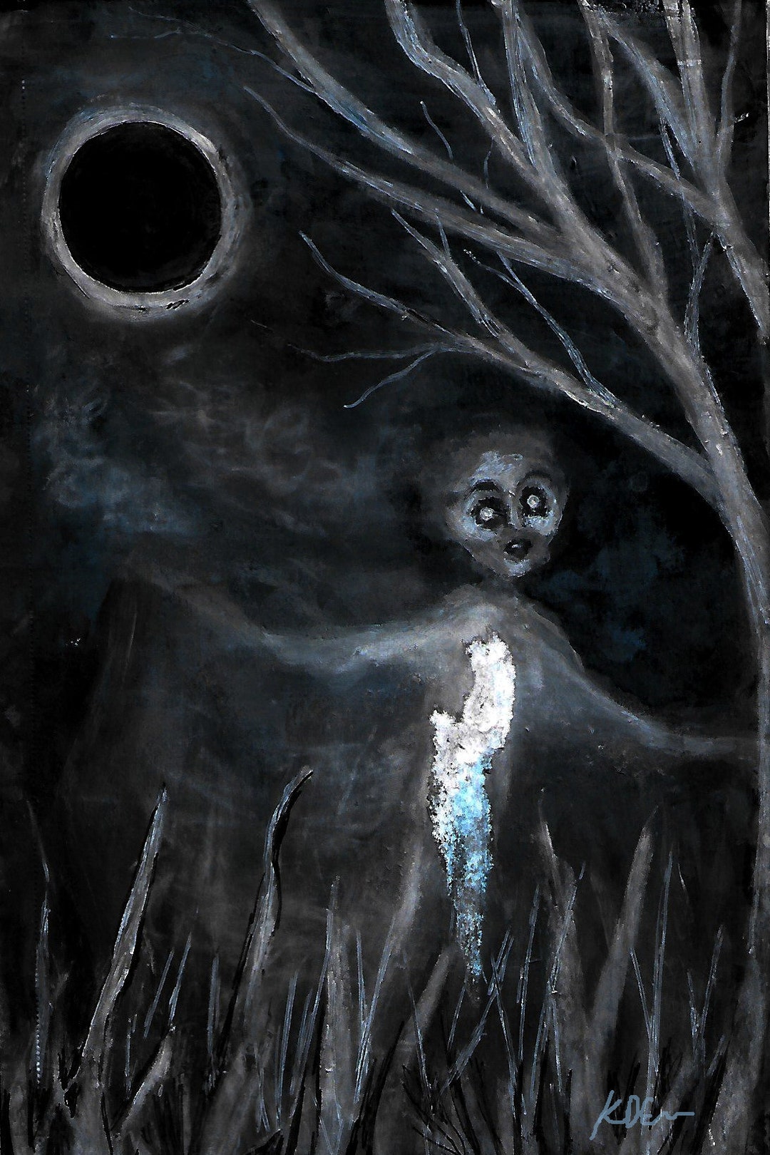 Solar Eclipse Print - Omen Drawing, Dark Painting, Eclipse Painting ...