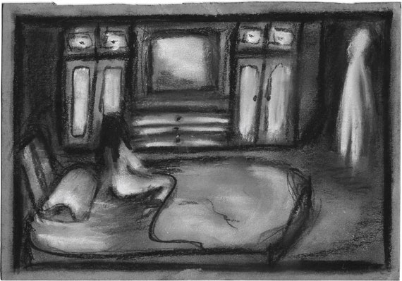 Nightmare Demon Girl Print- eerie art paranormal charcoal drawing demon ...