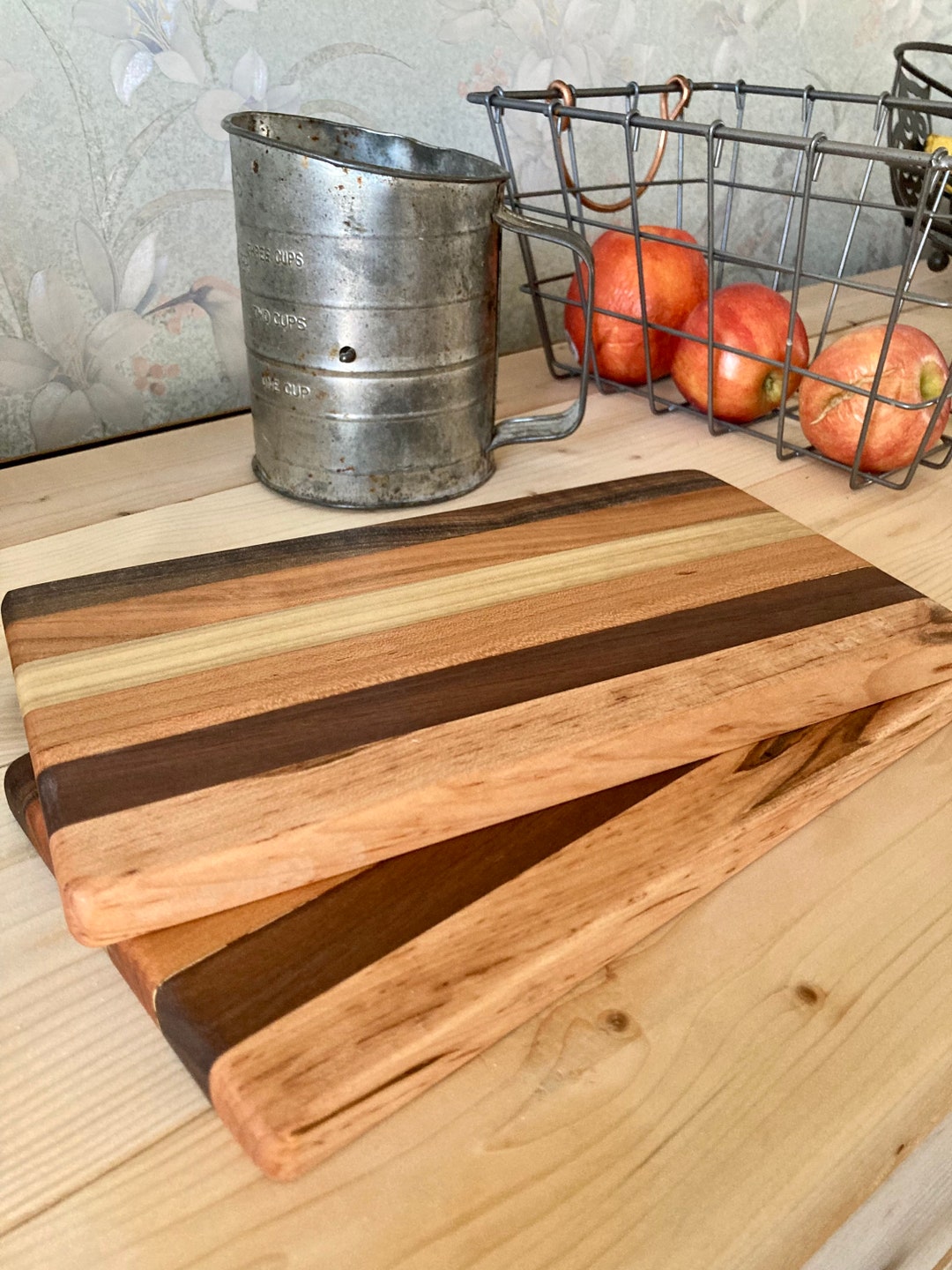 Handmade Wooden Cheese Board: Cherry, Walnut, Maple, Poplar (5.75 X 10. ...